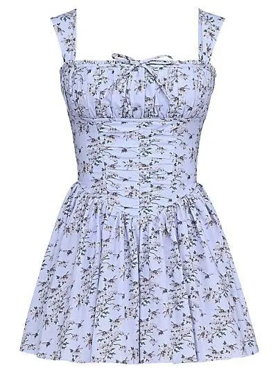 House Of Cb Floral-print Chiffon Mini Dress - Bee Floral Blue