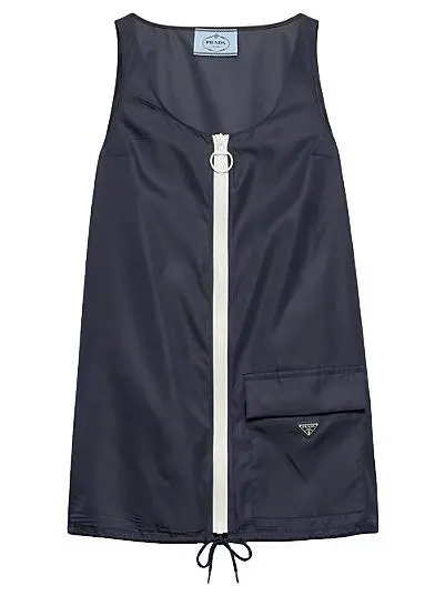 Prada Re-nylon Zip-up Woven Mini Dress - Blue