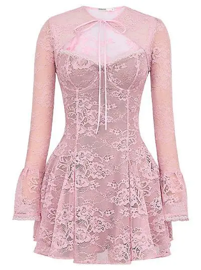 House Of Cb Alice Sweetheart-neck Lace Mini Dress - Crystal Rose