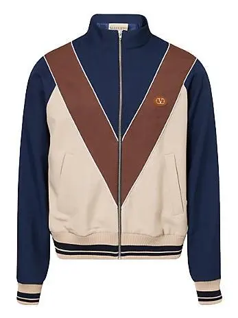 Valentino Garavani Monogram Contrast-panels Woven Jacket - Grandala/walnut/burro