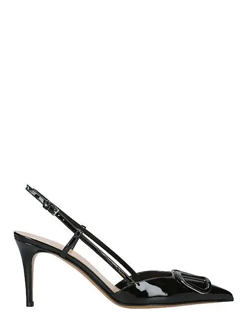 Valentino Garavani Vlogo Sling-back Leather Heeled Courts - Black/comb