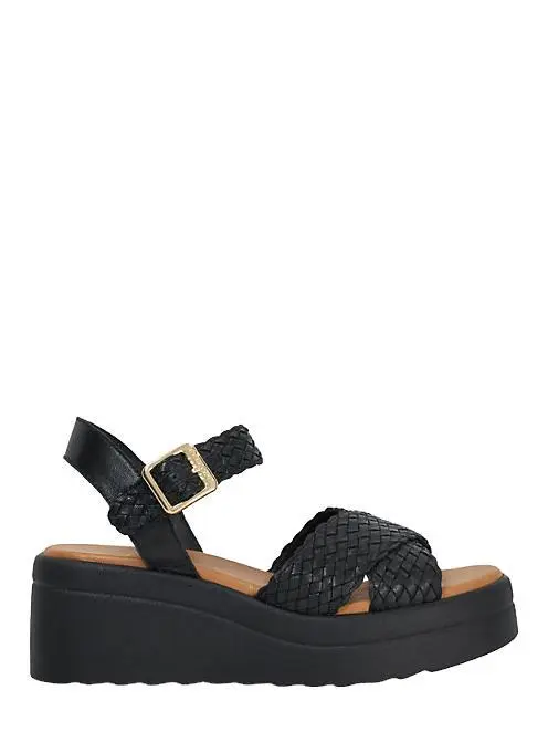 DUNE Kinleys Braided-leather Sandals - Black Leather