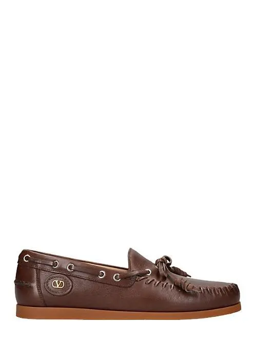 Valentino Garavani Palm Avenue Leather Boat Shoes - Brown