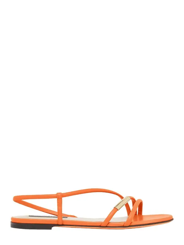 Giorgio Armani Flat Leather Sandals - Orange