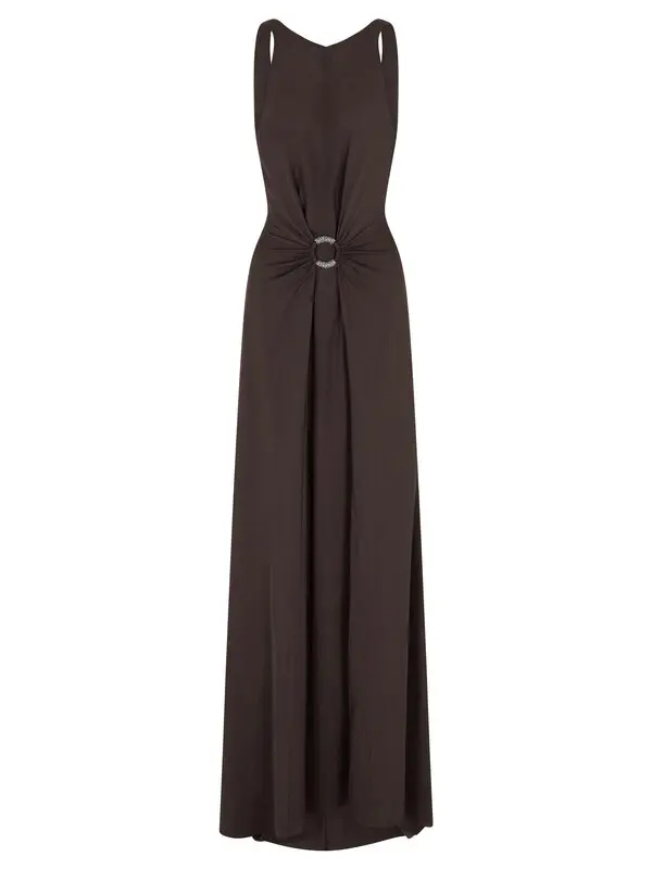 Giorgio Armani Long Triple Silk Georgette Dress - Brown
