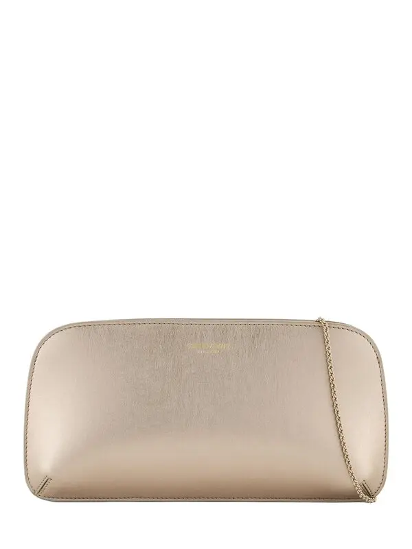 Giorgio Armani Lamé Leather La Prima Clutch - Beige