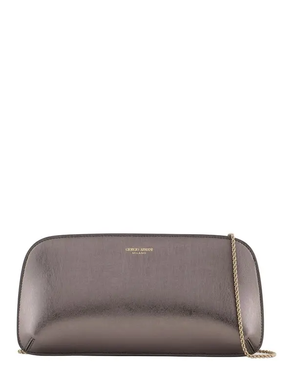 Giorgio Armani Lamé Leather La Prima Clutch - Grey