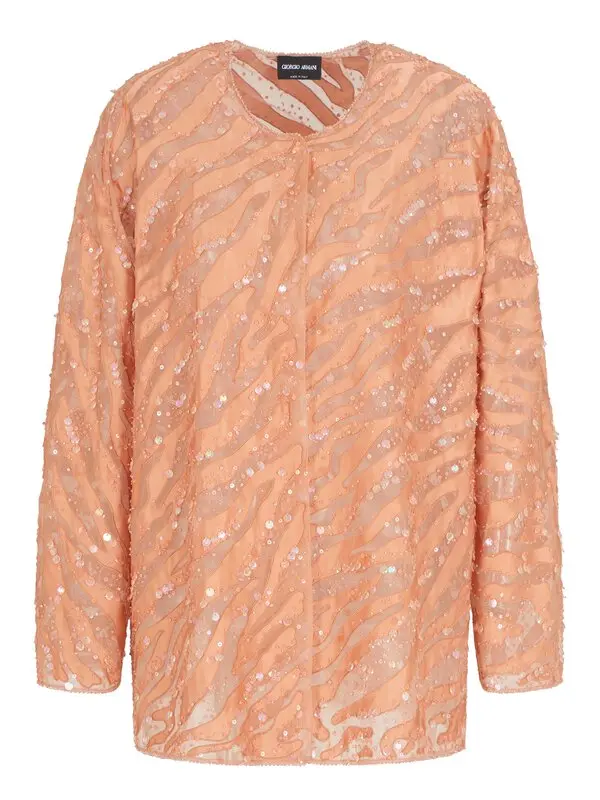 Giorgio Armani Organza Shirt With Animal Skin Motif Embroidery - Patterned