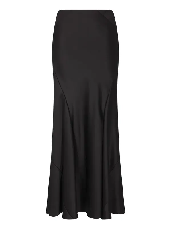 Giorgio Armani Long Double Silk Satin Skirt - Black