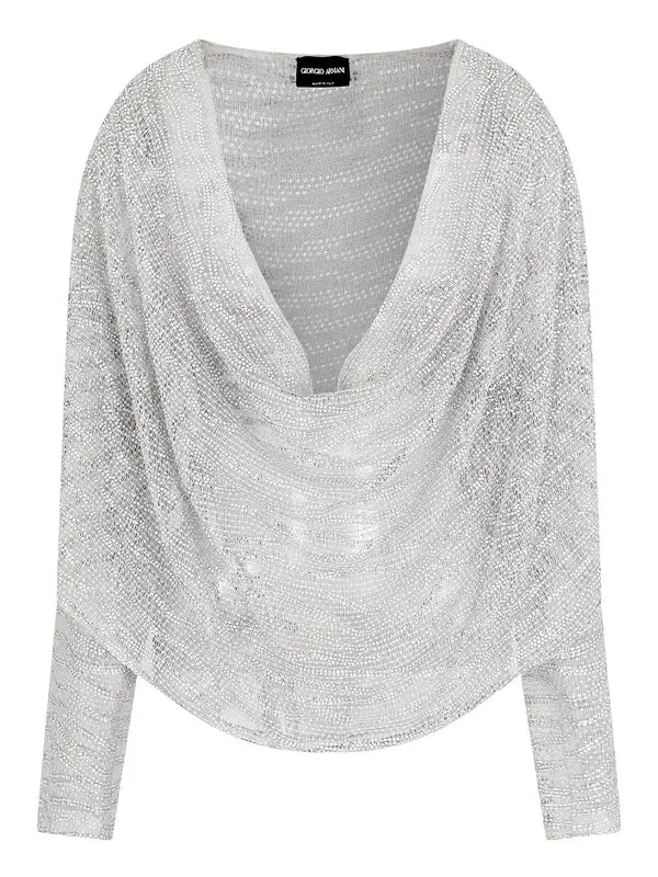 Giorgio Armani Draped Blouse With Lurex And Crystal Embroidery - Patterned