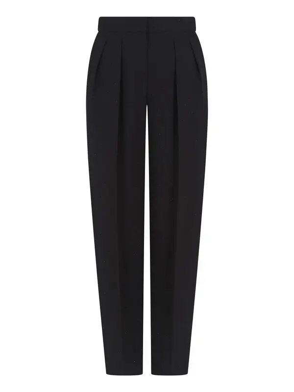 Giorgio Armani Glitter Silk Cady Pleated Trousers - Black