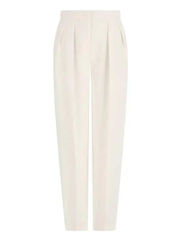 Giorgio Armani Glitter Silk Cady Pleated Trousers - White
