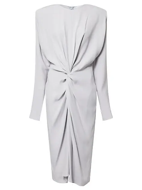 Stella McCartney Twisted Long-sleeves Woven Midi Dress - Pearl Blue