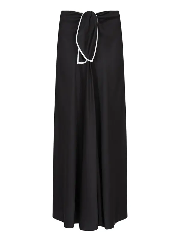 Giorgio Armani Long Silk Satin Skirt - Black