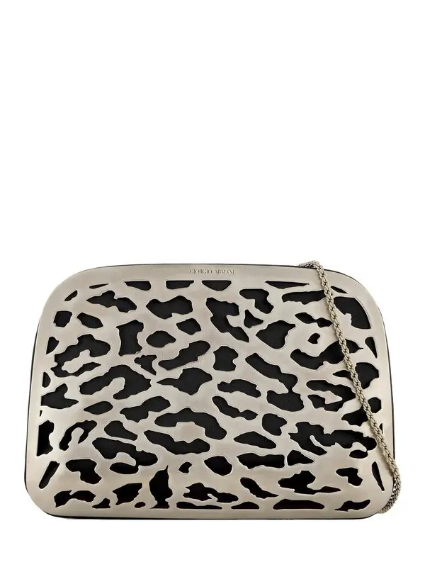 Giorgio Armani La Prima Satin And Metal Clutch - Grey