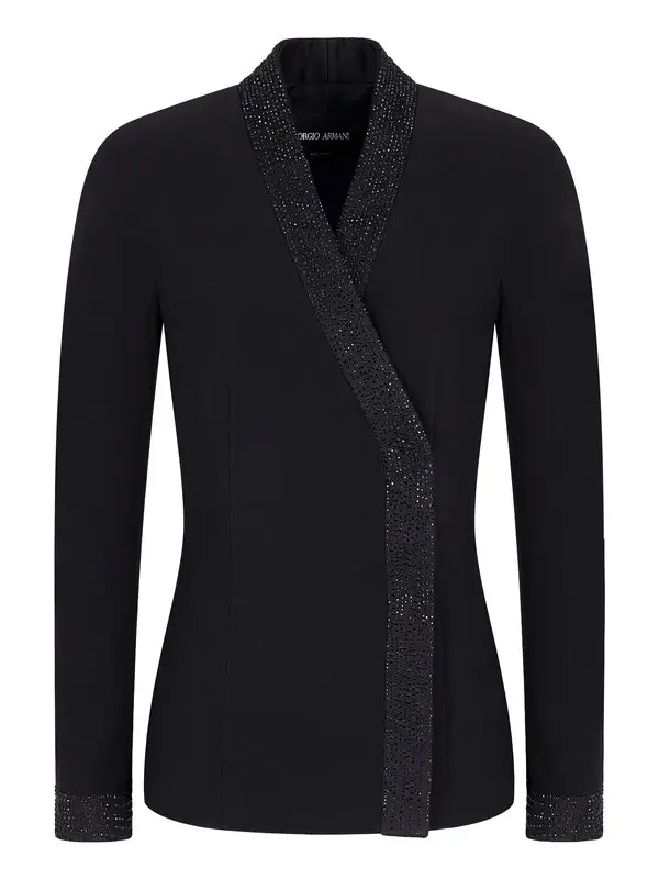 Giorgio Armani Single-breasted Jacket With Rhinestones - Black