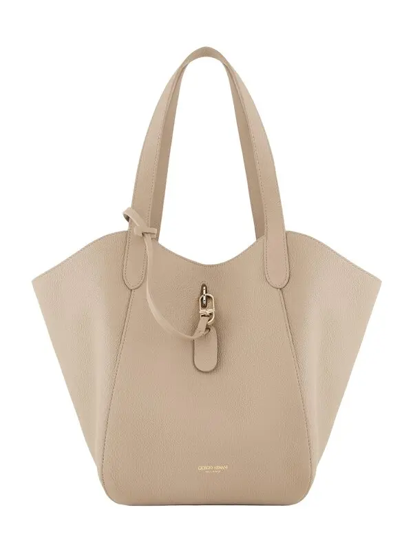 Giorgio Armani Pebbled Leather Handbag - Beige