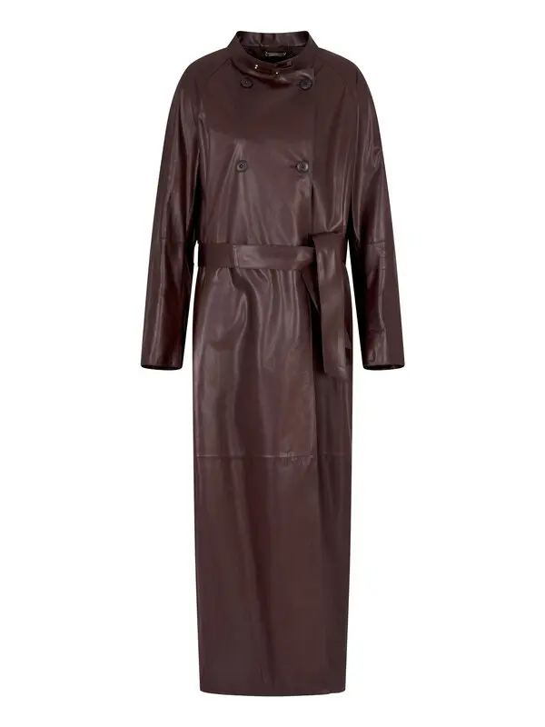 Giorgio Armani Nappa Leather Trench Coat - Brown