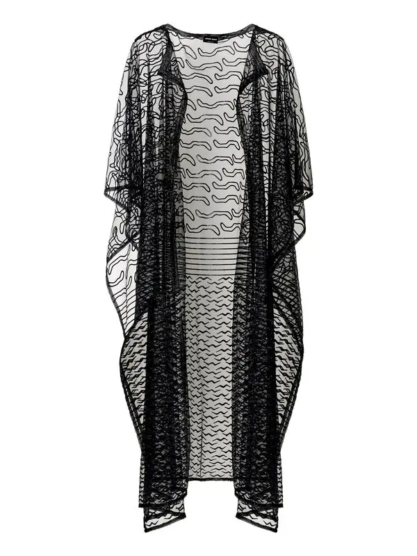 Giorgio Armani Embroidered Tulle Cape - Black
