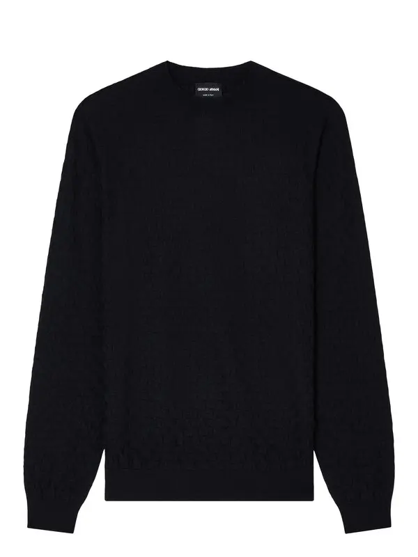 Giorgio Armani Crew-neck Jumper In Cashmere And Silk - Black