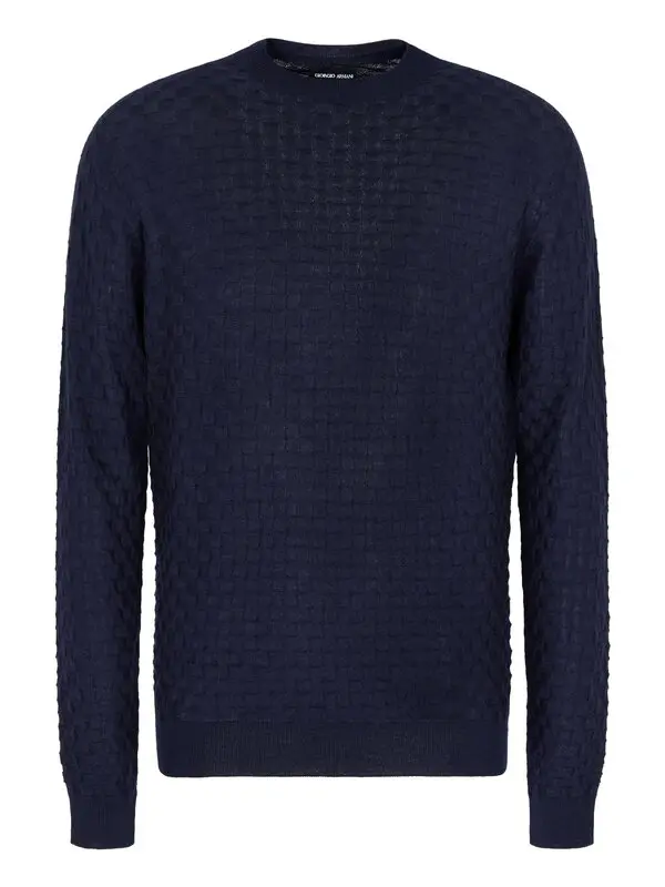 Giorgio Armani Crew-neck Jumper In Cashmere And Silk - Blue