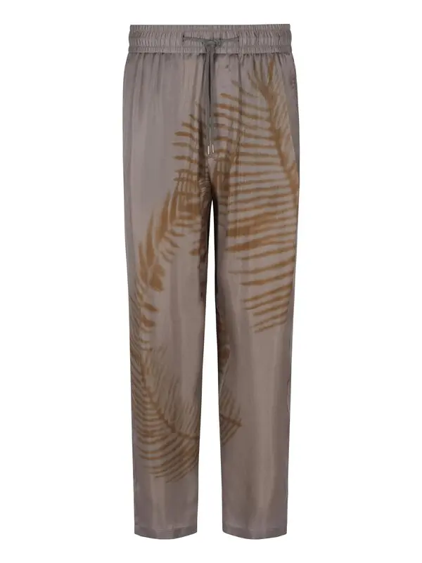 Giorgio Armani Printed Cupro Drawstring Trousers - Grey