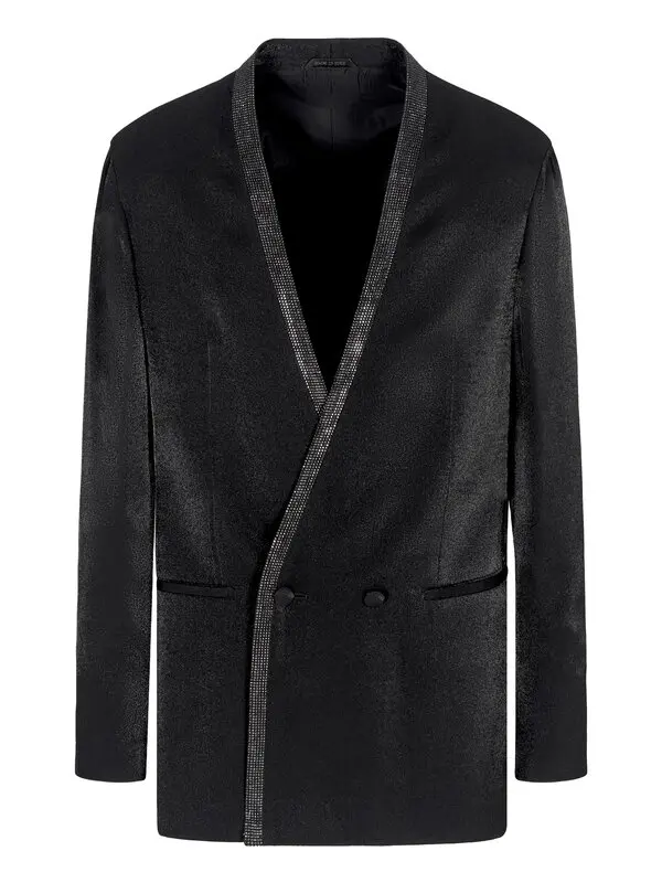 Giorgio Armani Upton Line Tuxedo Jacket In A Viscose Blend With Rhinestones - Black