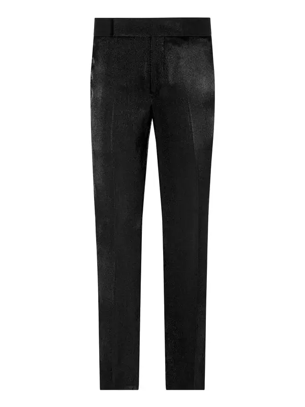 Giorgio Armani Viscose-blend Flat-front Trousers - Black
