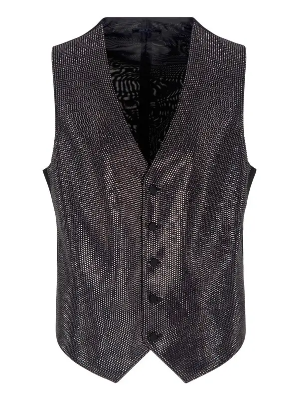 Giorgio Armani Single-breasted Rhinestone Waistcoat - Black