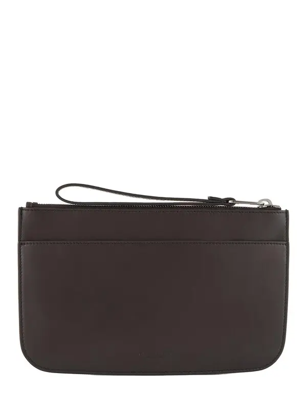 Giorgio Armani Nappa Leather Zip Clutch - Black