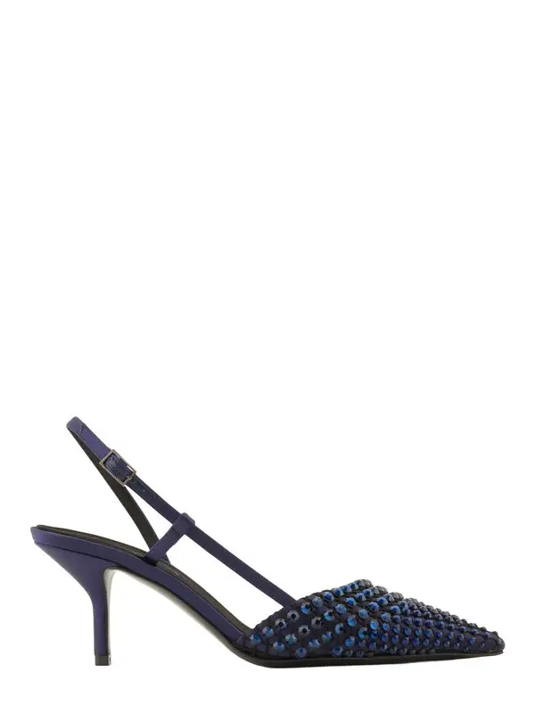 Giorgio Armani Satin, Mesh And Rhinestone Slingbacks - Two_tone