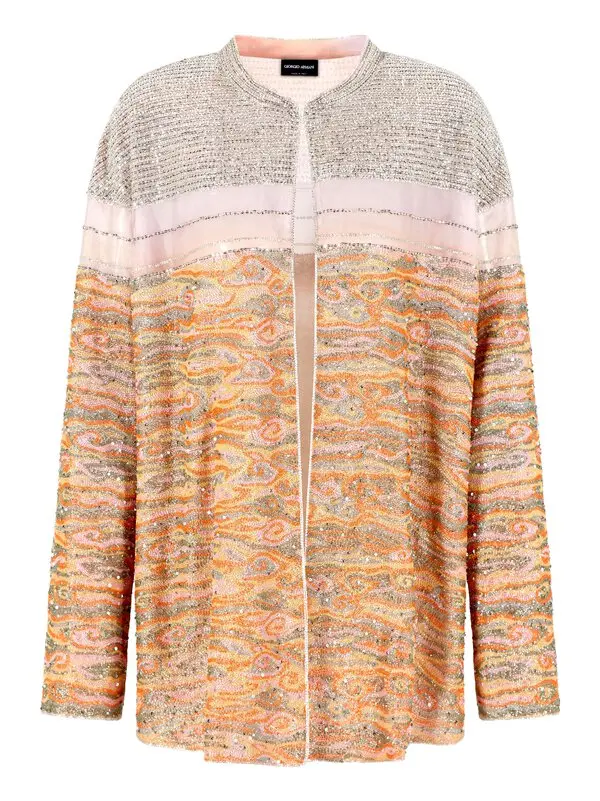 Giorgio Armani Long Jacket In Embroidered Silk - Patterned
