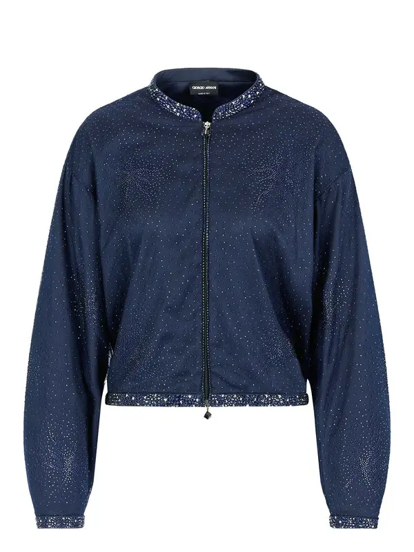 Giorgio Armani Silk Blouson With Rhinestone Embroidery - Patterned