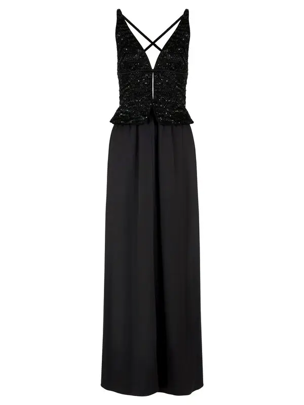 Giorgio Armani Silk Embroidered Long Dress - Patterned