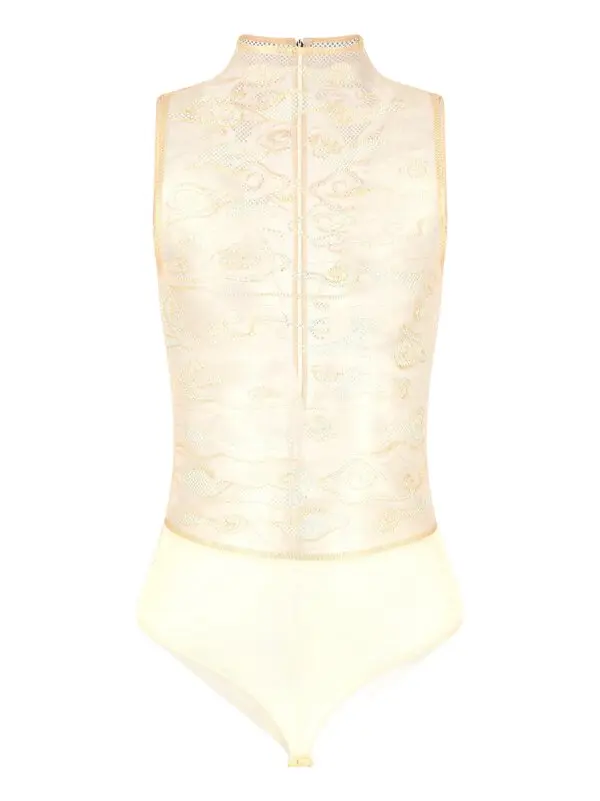 Giorgio Armani Short Tulle Bodysuit With Rhinestone Embroidery - Patterned