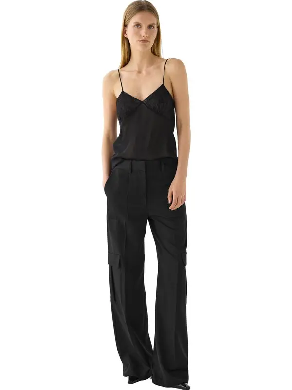 Veronica De Piante Etta Grain De Poudre Wool Trousers - Black