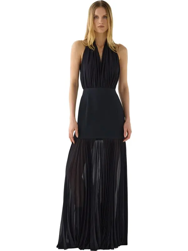Veronica De Piante Iris Dress In Poly Chiffon - Black
