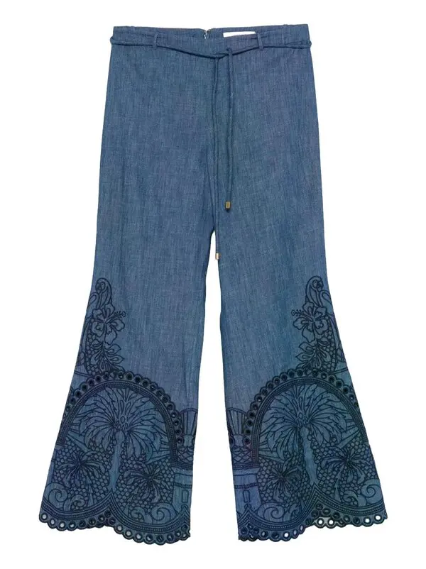 Zimmermann Coco Embroidered Trousers - Blue