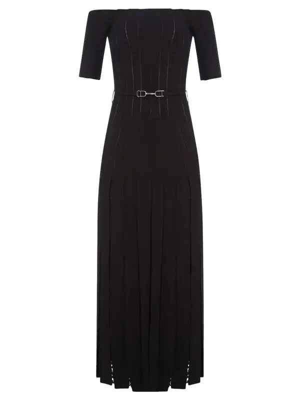 Gabriela Hearst Kurt Off-the-shoulder Pleated Merino Dress - Black