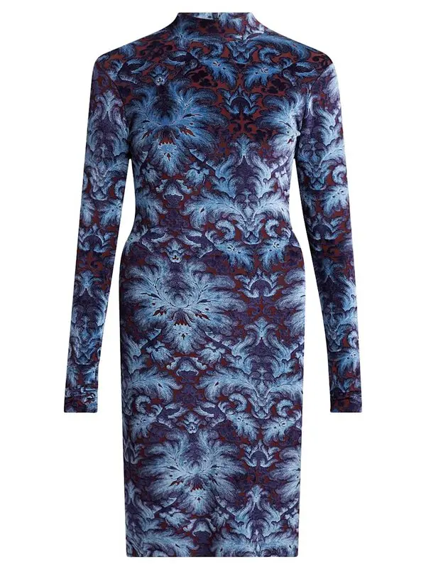 Etro Long-sleeve Midi Dress - Multicolour On Blue