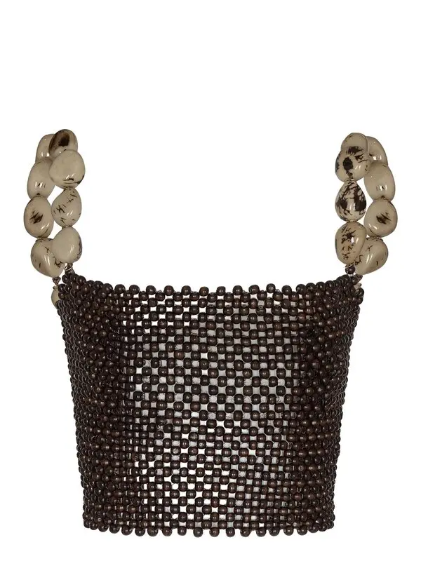 ANDRES OTALORA Caña Brava Hand-beaded Top - Brown