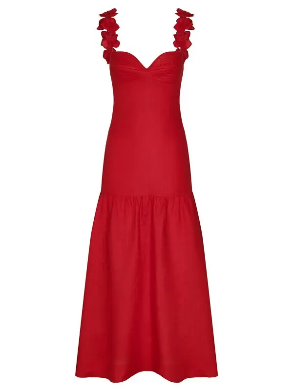 ANDRES OTALORA Ser Arte Linen Maxi Dress - Red