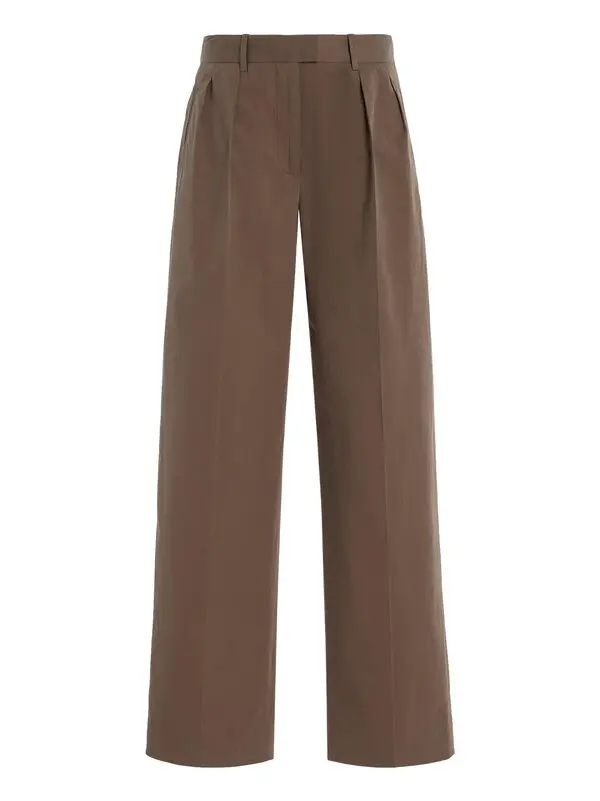 THE ROW Alfidis Pleated Cotton Straight-leg Pants - Neutral