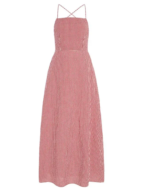 Posse Lori Tie-back Cotton Maxi Dress - Red