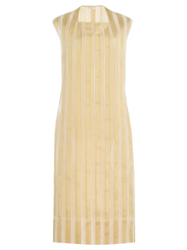 THE ROW Pilaria Striped Silk Midi Dress - Ivory