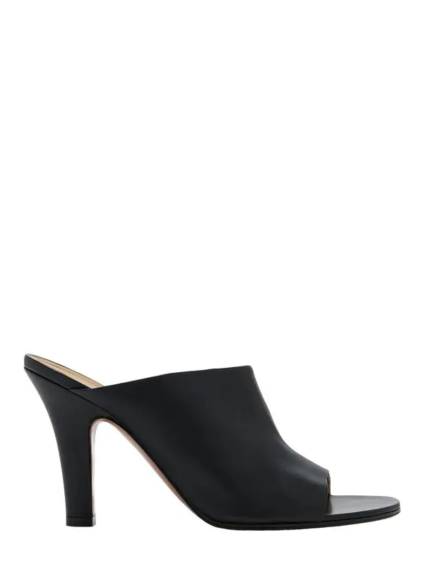 THE ROW Signum Leather Mules - Black