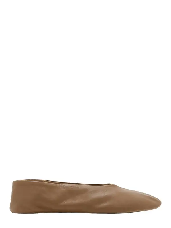 THE ROW Stella Leather Ballerina Flats - Tan
