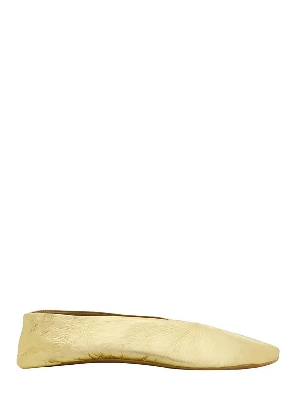 THE ROW Stella Laminated Nappa Leather Ballet Flats - Gold