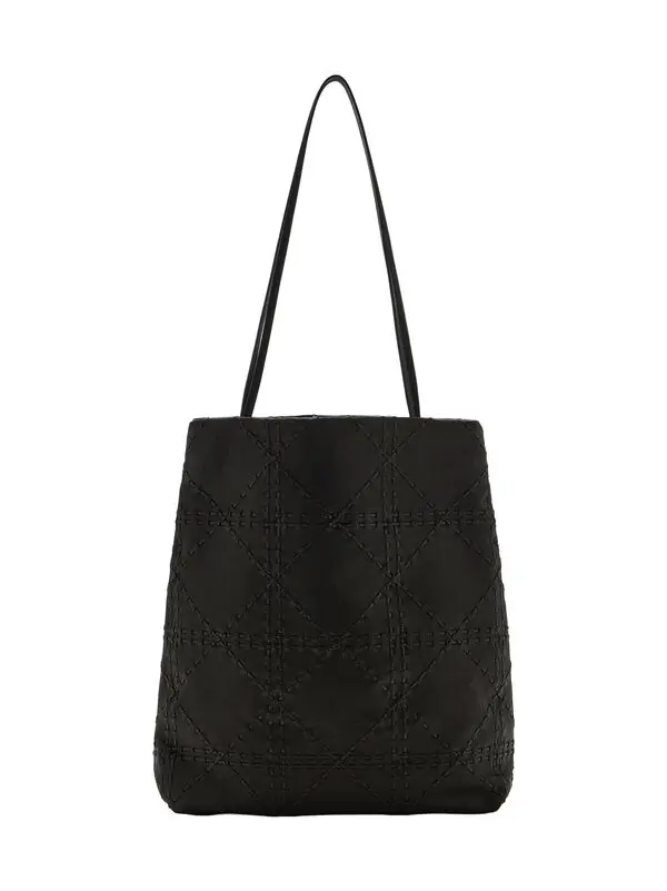 THE ROW Lilou Embroidered Leather Tote - Black