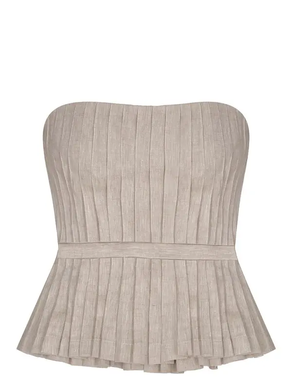 ANDRES OTALORA Encantadora Pleated Linen Top - Neutral